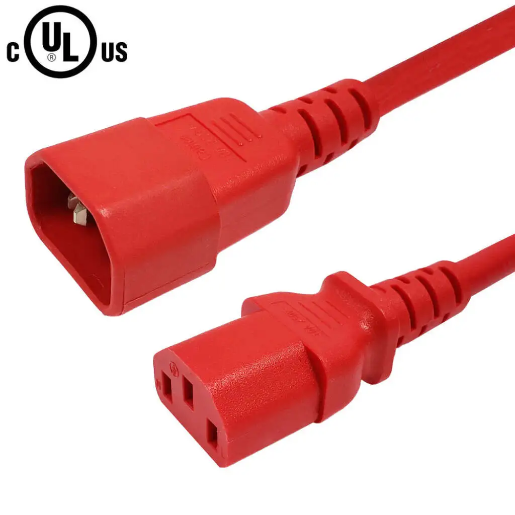 PWC-100-01RD - IEC C13 to IEC C14 Power Cable - SJT Jacket - 18AWG (10A ...