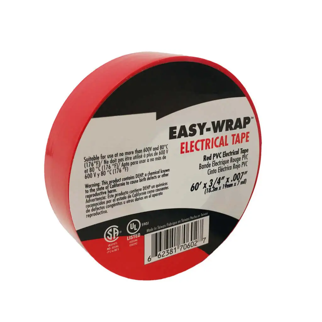 TP-100-RD - Electrical Tape 7mil 3/4 Wide 60ft Roll - Red